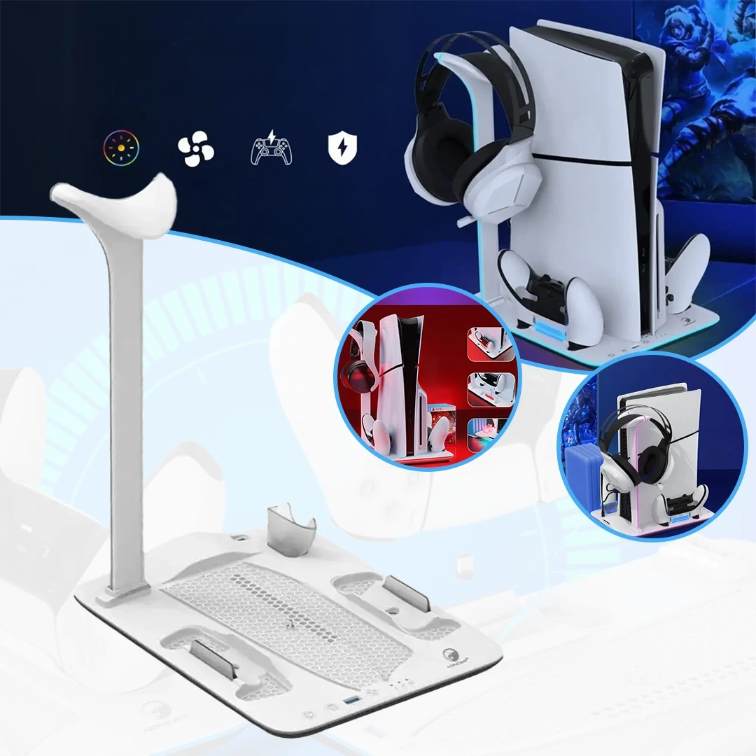 حامل جهاز واكسسوارات بلايستيشن 5 سليم مع مراوح تبريد وشاحن لليدات من ...