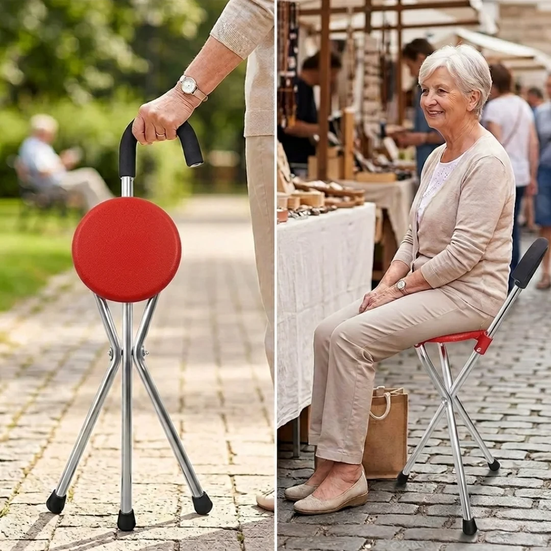 Walking Stick and Folding Chair for Patients and the Elderly